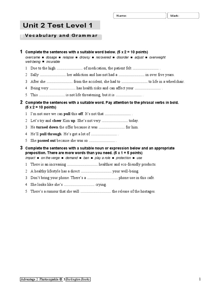 Advantage2 Unit2 1 | PDF | Linguistics | Health Care
