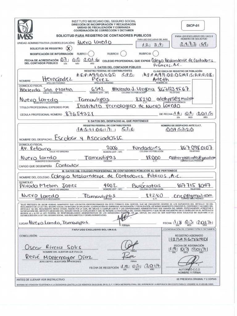 3 Solicitud para Registro de Contadores Publicos | PDF