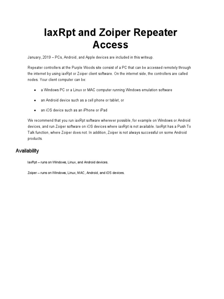 Manual Iaxrpt and Zoiper Repeater Access | PDF | Microsoft Windows | Ios
