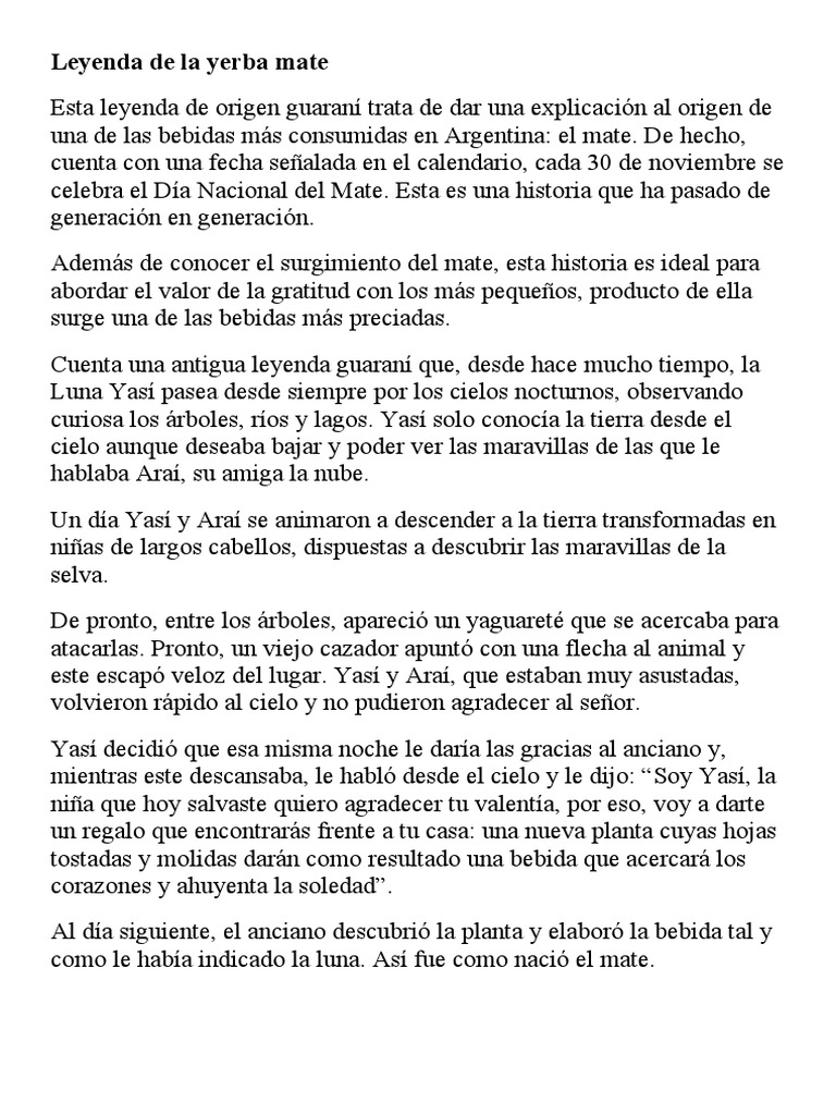 Leyenda de La Yerba Mate | PDF