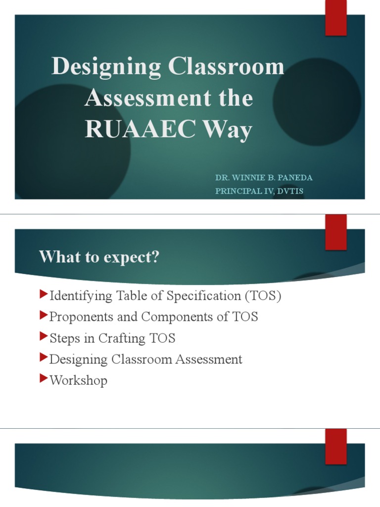 Designing Classroom Assessment The RUAAEC Way | PDF | Educational ...
