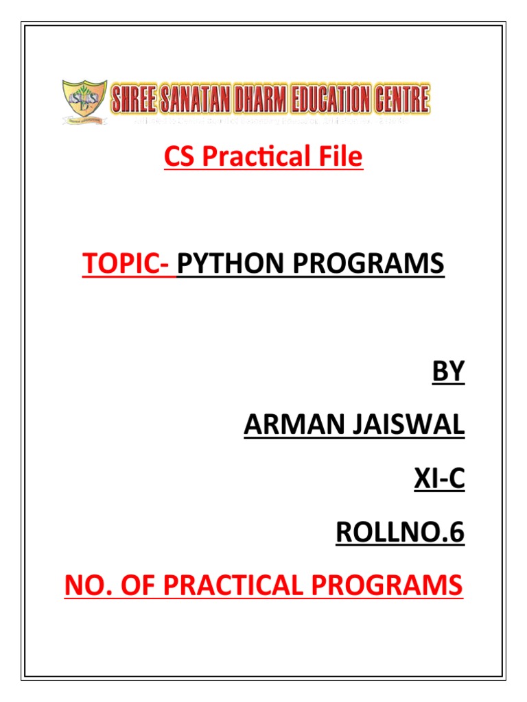 CS Practical File | PDF | Numbers | Letter Case