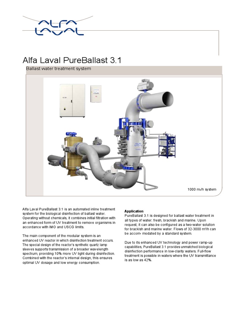 Alfa Laval Pureballast 31 | PDF | Water | Ultraviolet