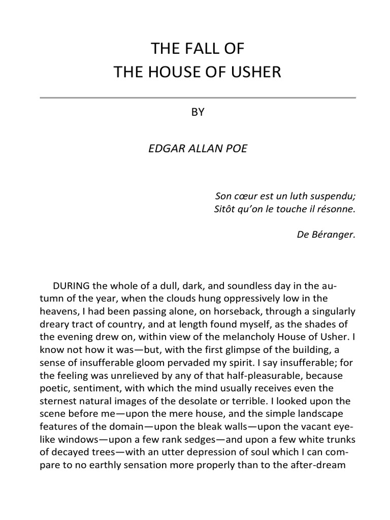 Poe, Edgar Allan - The Fall of The House of Usher | PDF | Burial