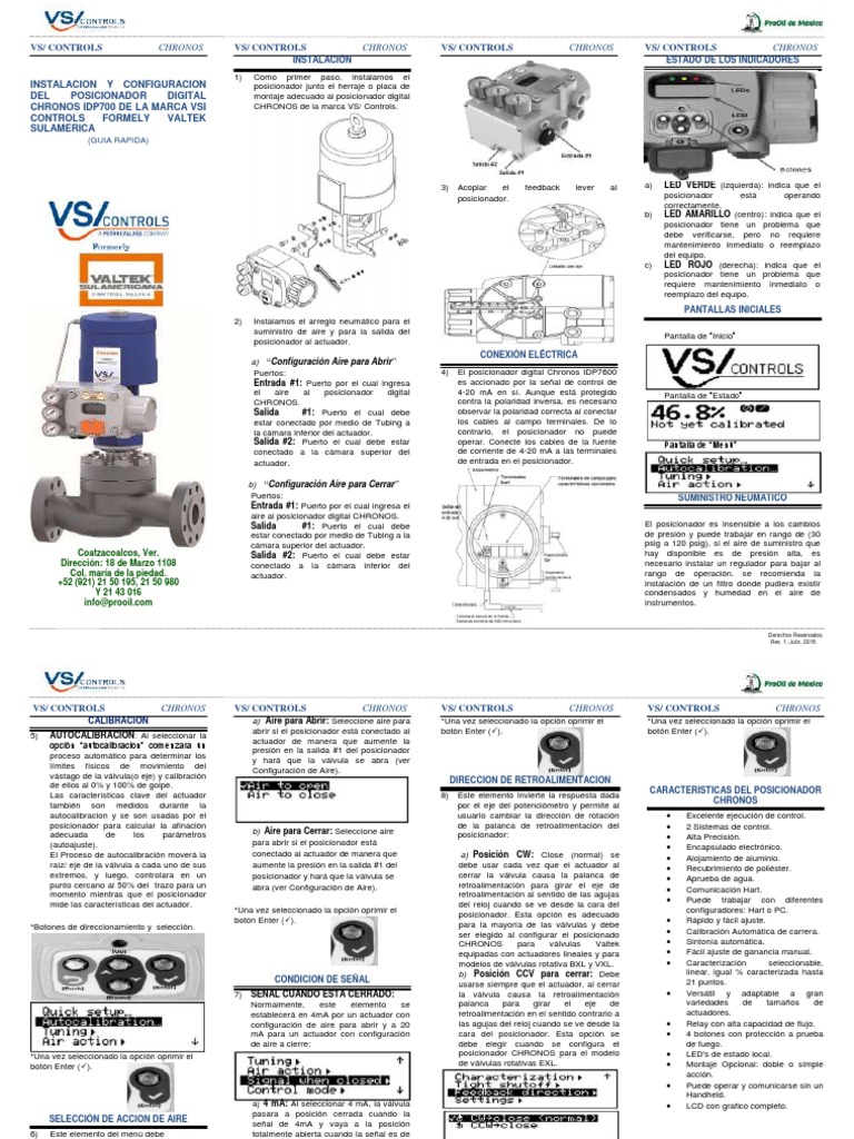 CHRONOS Configuracion Rapida POSICIONADOR VALTEK | PDF | Solenoide | Diodo emisor de luz