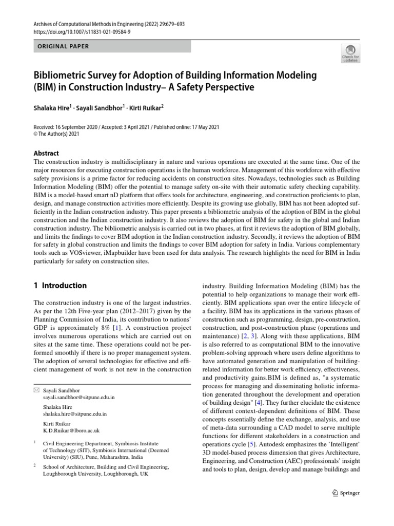 Bibliometric Survey For Adoption of Building Information Modeling (BIM ... Bibliometric Survey For Adoption of Building Information Modeling (BIM ...