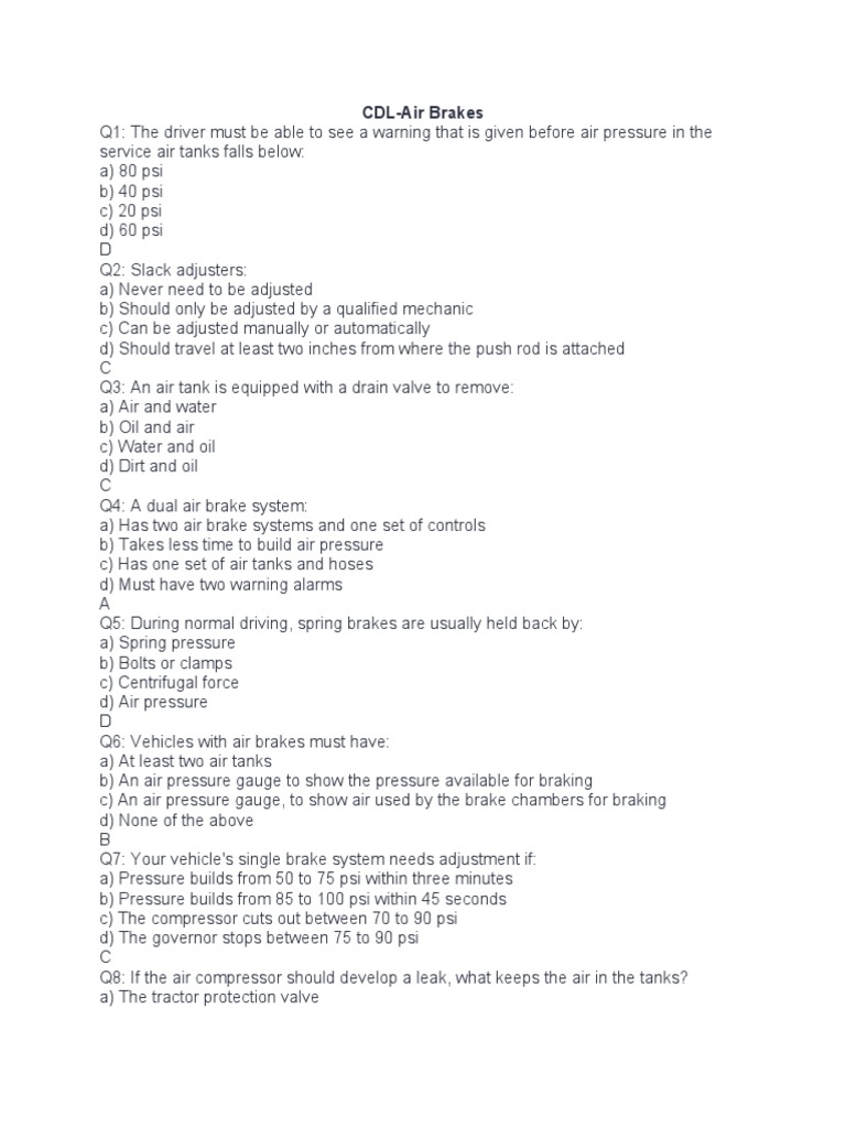 CDL-Air Brakes | PDF | Brake | Manufactured Goods