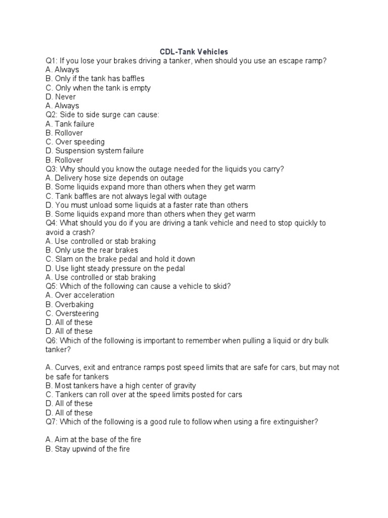 CDL Tank Vehicles | PDF | Oil Tanker | Truck