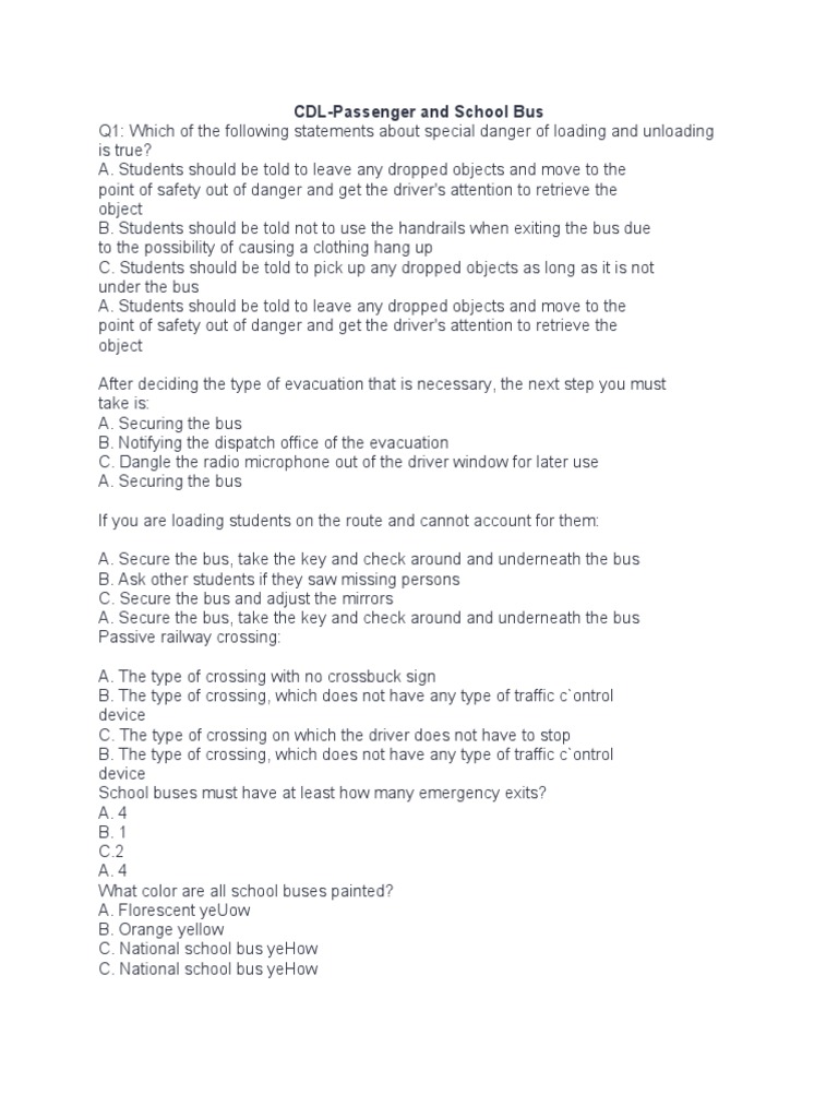 CDL-Passenger and School Bus | PDF | School Bus | Brake