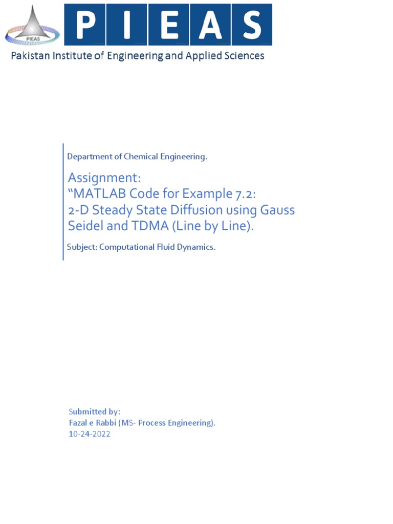 MATLAB Code for 2D Diffusion Solvers | PDF | Computational Fluid ...