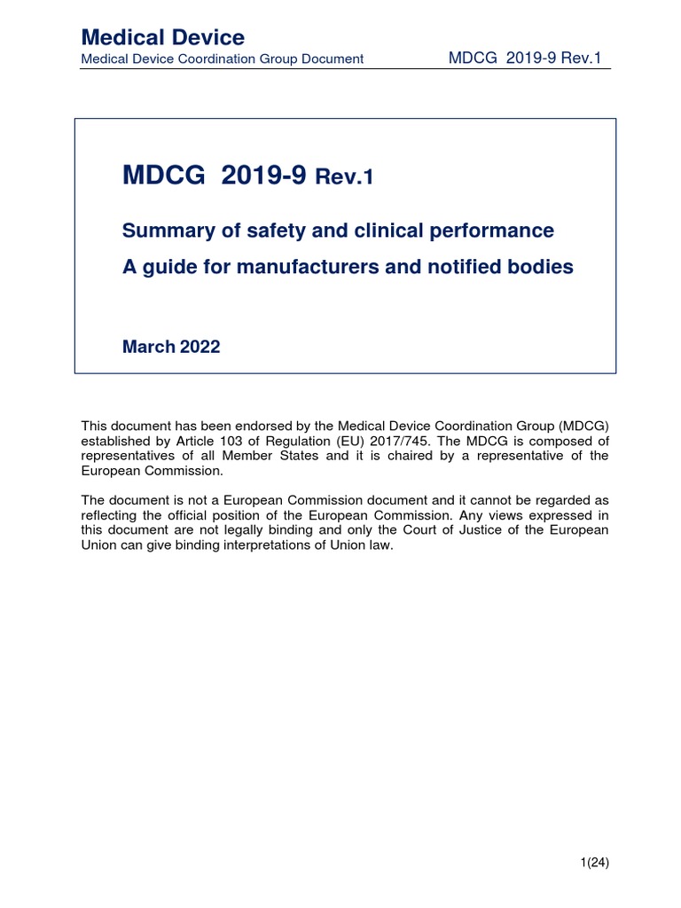 MD MDCG 2019 9 SSCP en | PDF | Medical Device | Risk