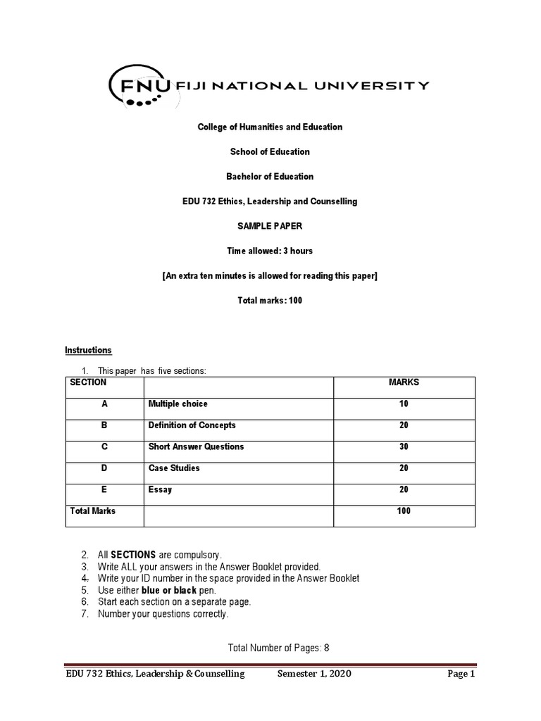 Edu732 Sample Exam Paper | Download Free PDF | Teachers | Leadership