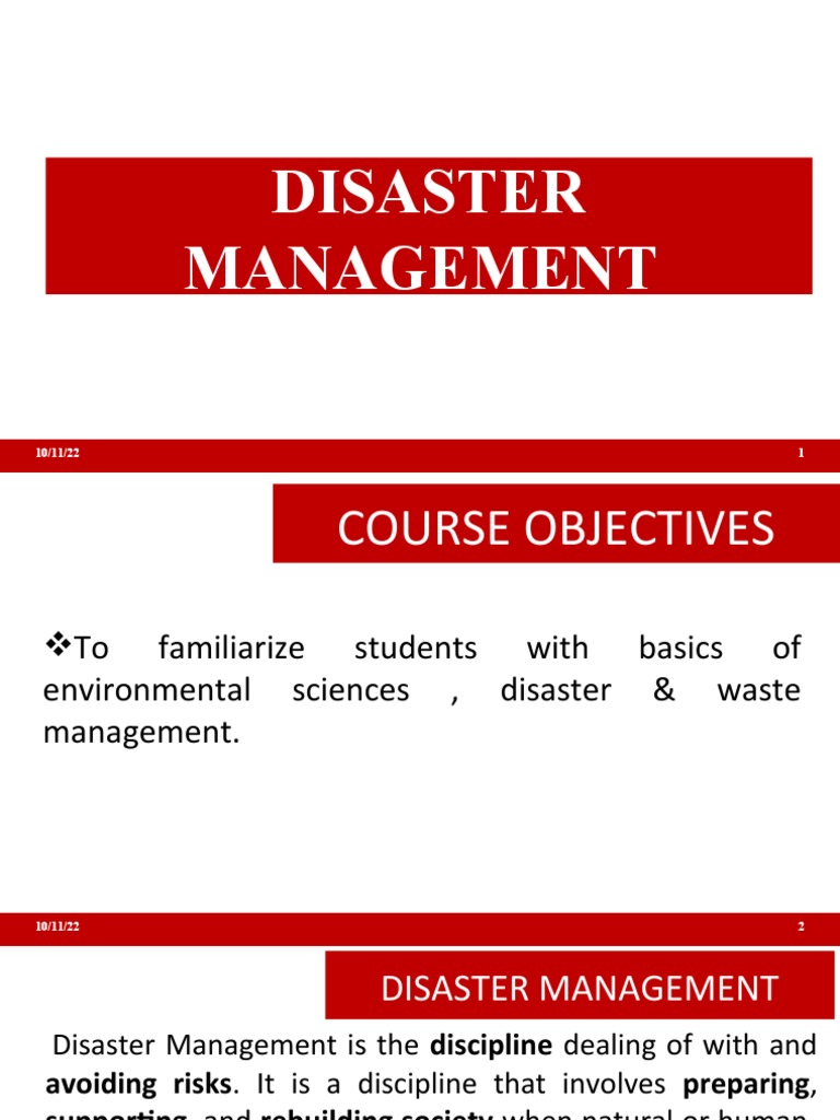 Disaster Management Course Objectives | PDF | Emergency Management ...
