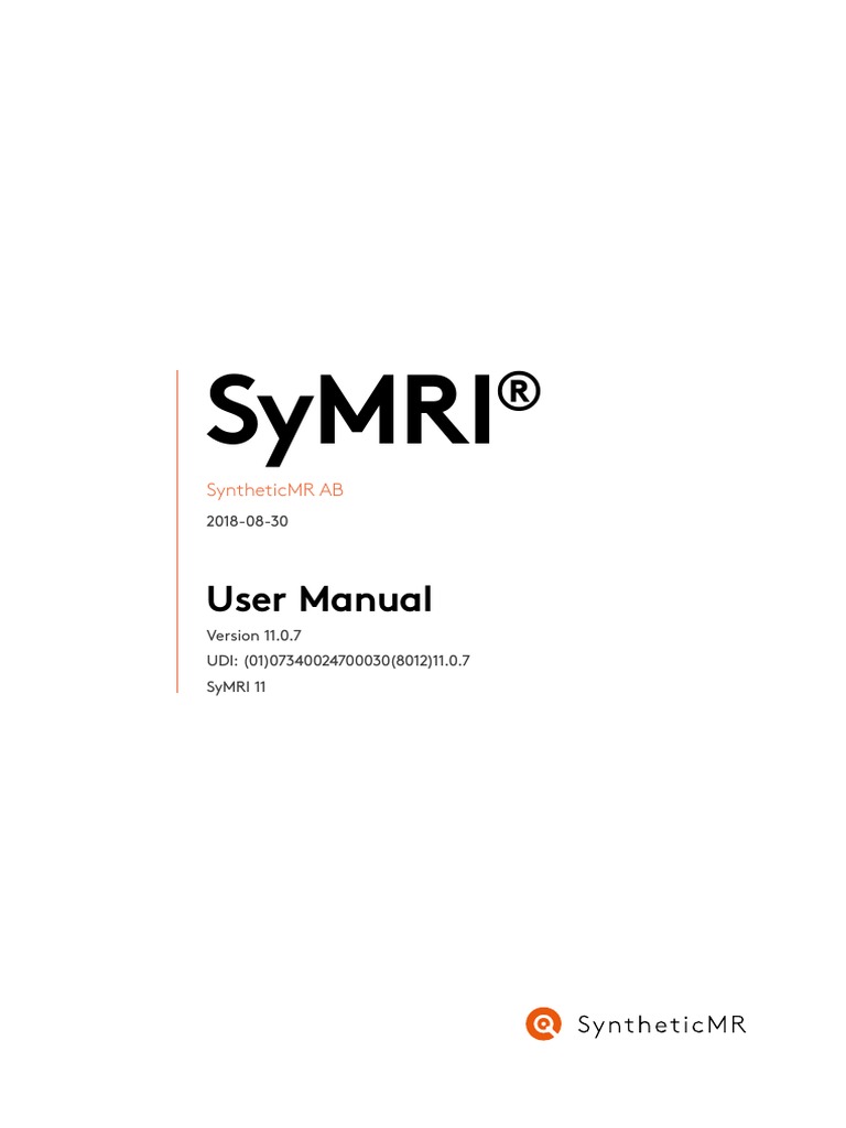 User Manual SYMRI | PDF | Magnetic Resonance Imaging | Medical Imaging