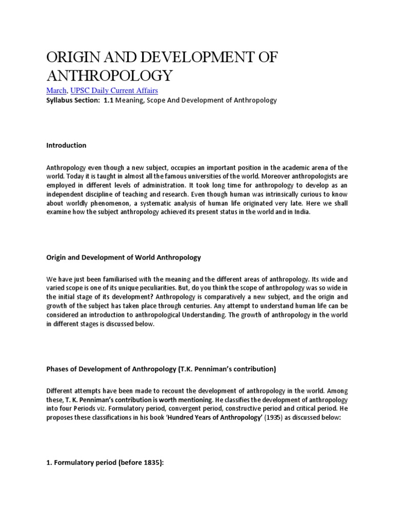 Evolution of Anthropology in India | PDF | Anthropology | Plato