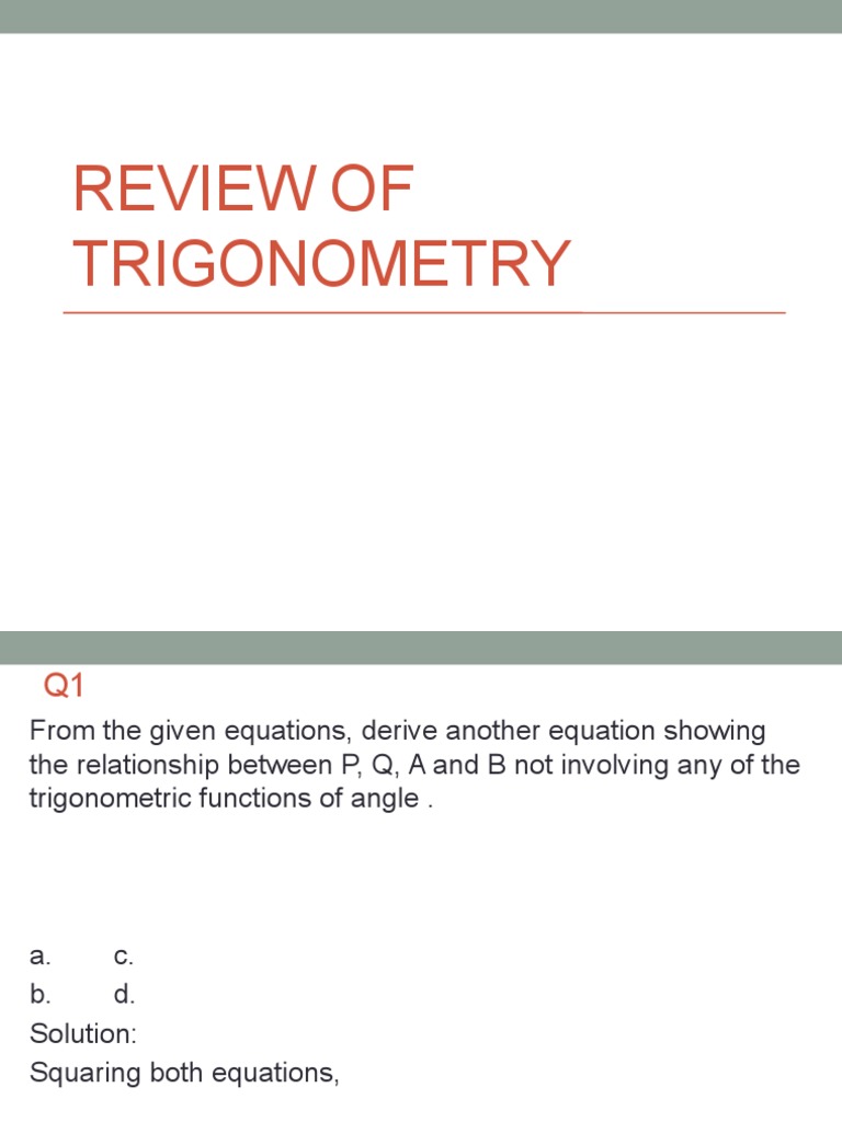 Trigonometry Review and Spherical Concepts | PDF | Triangle | Trigonometric Functions
