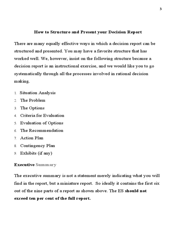 Decision Report Structure | PDF | Decision Making | Cognition