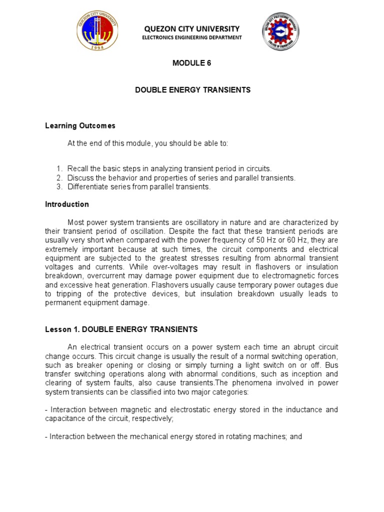 Double Energy Transients Module | PDF | Inductance | Electrical Network