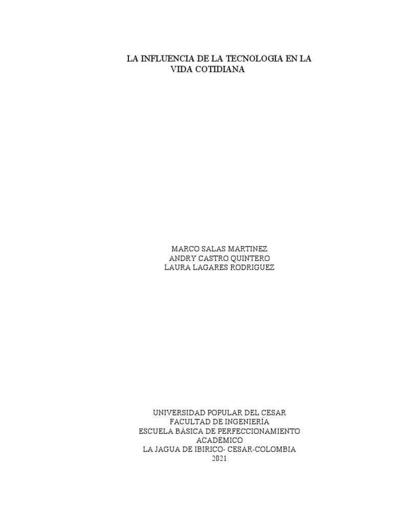La Influencia de La Tecnologia en La Vida Cotidiana | PDF | Sociedad ...