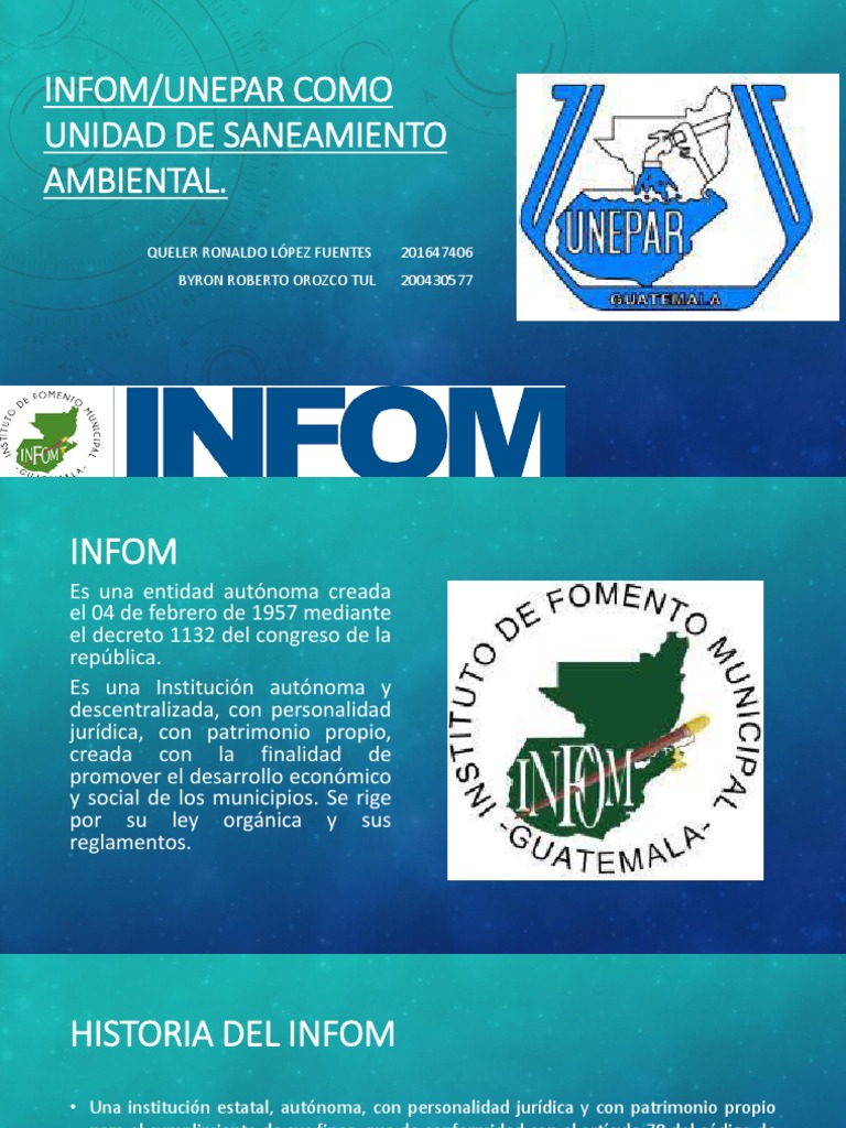 INFOM - unepAR Como Unidad de Saneamiento Ambiental. PRESENTACIÓN | PDF ...