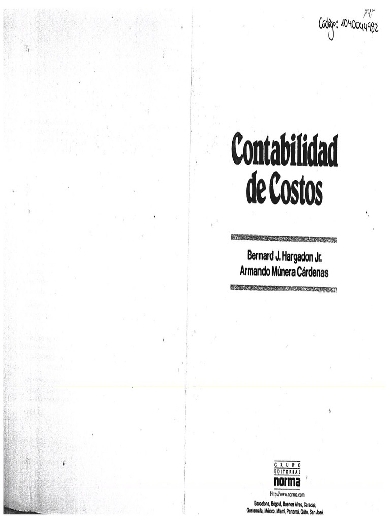 Contabilidad de Costos Segunda Edicion | PDF