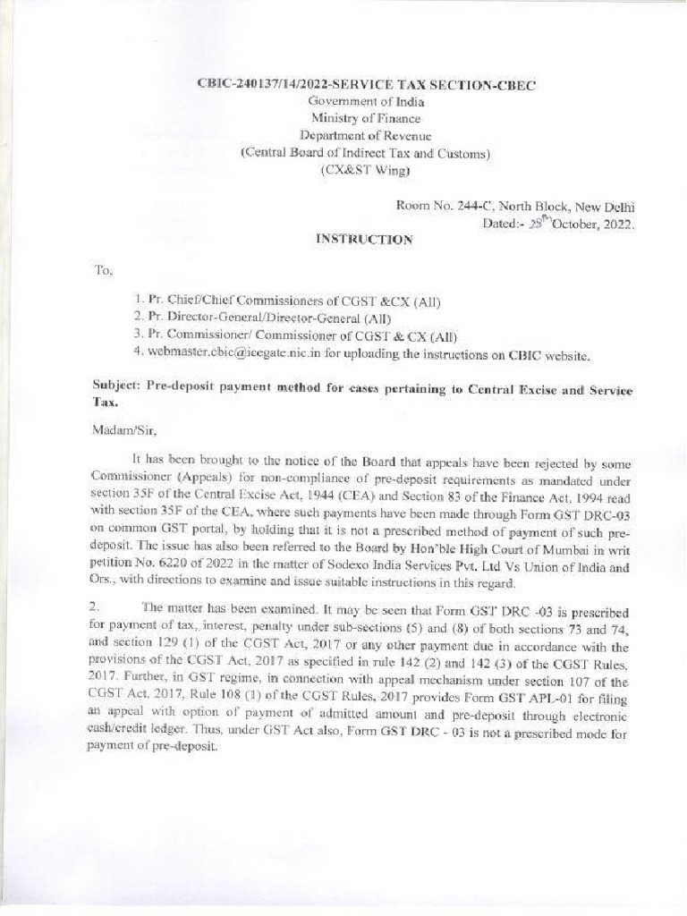 Instructions Dated 28.10.2022 | PDF Instructions Dated 28.10.2022 | PDF