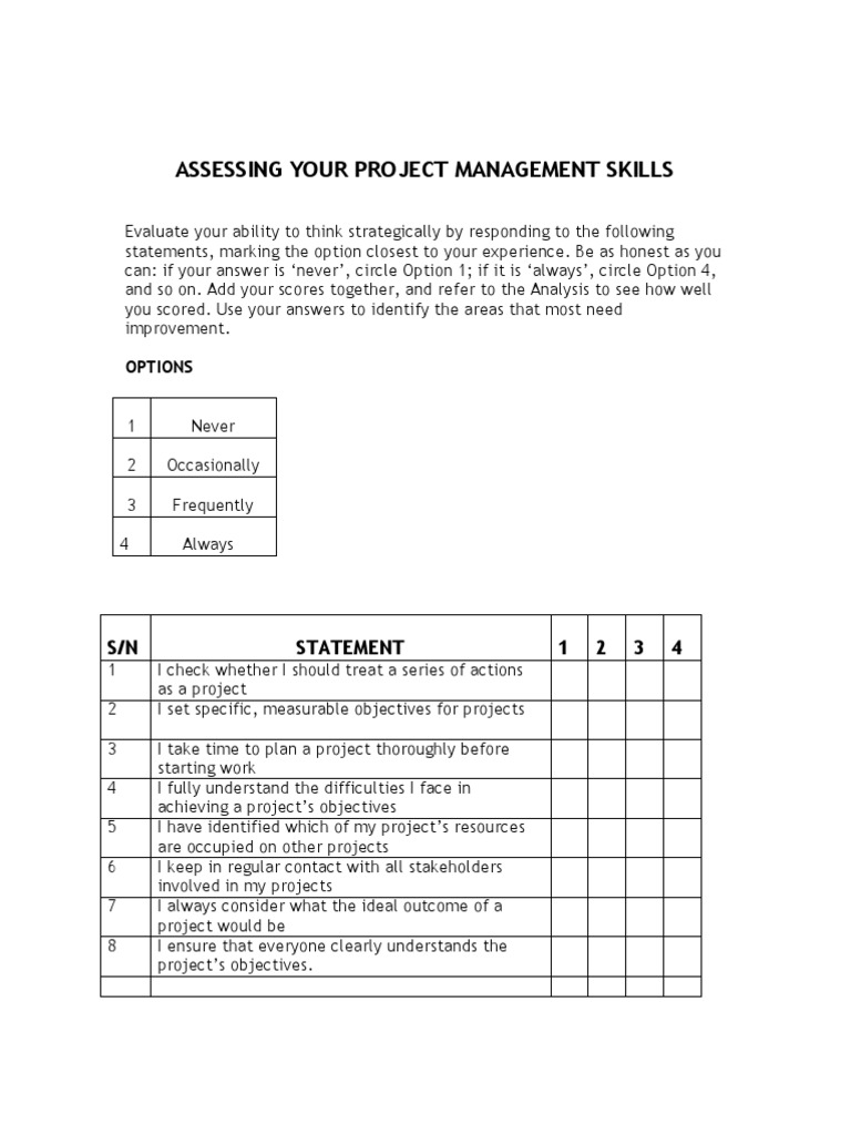 Assessing Your Project Management Skills | PDF | Project Management ...