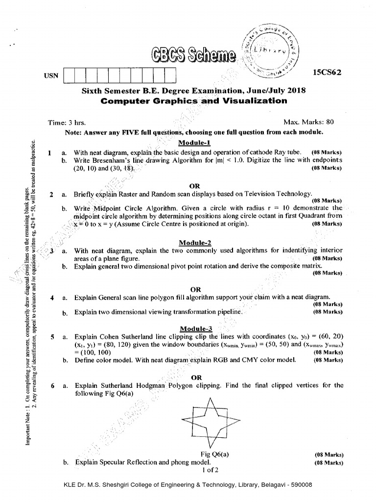 15CS62 June-July 2018 | PDF | Technology & Engineering