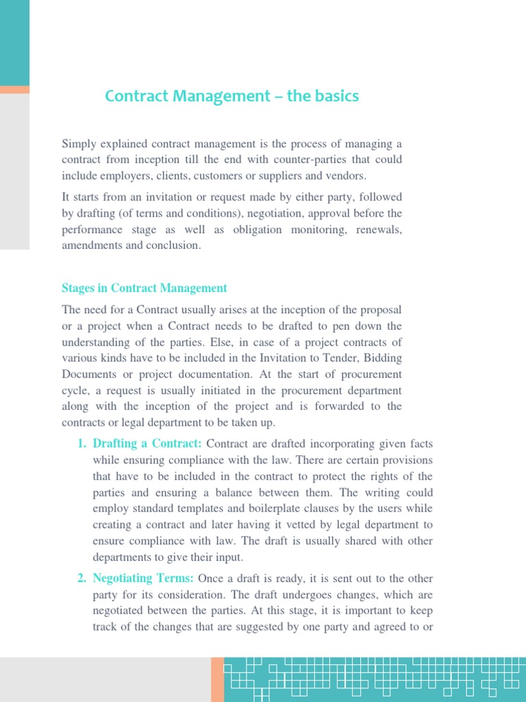 Contract Management PDF | Download Free PDF | Procurement | Justice