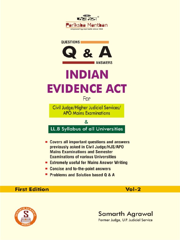 Q&A on Indian Evidence Act by Samarth Agrawal | PDF | Admissible ...