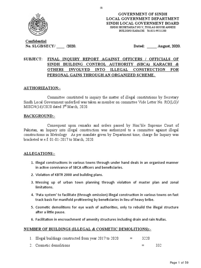 A Shocking Report Unearthing The Corruption of SBCA | PDF