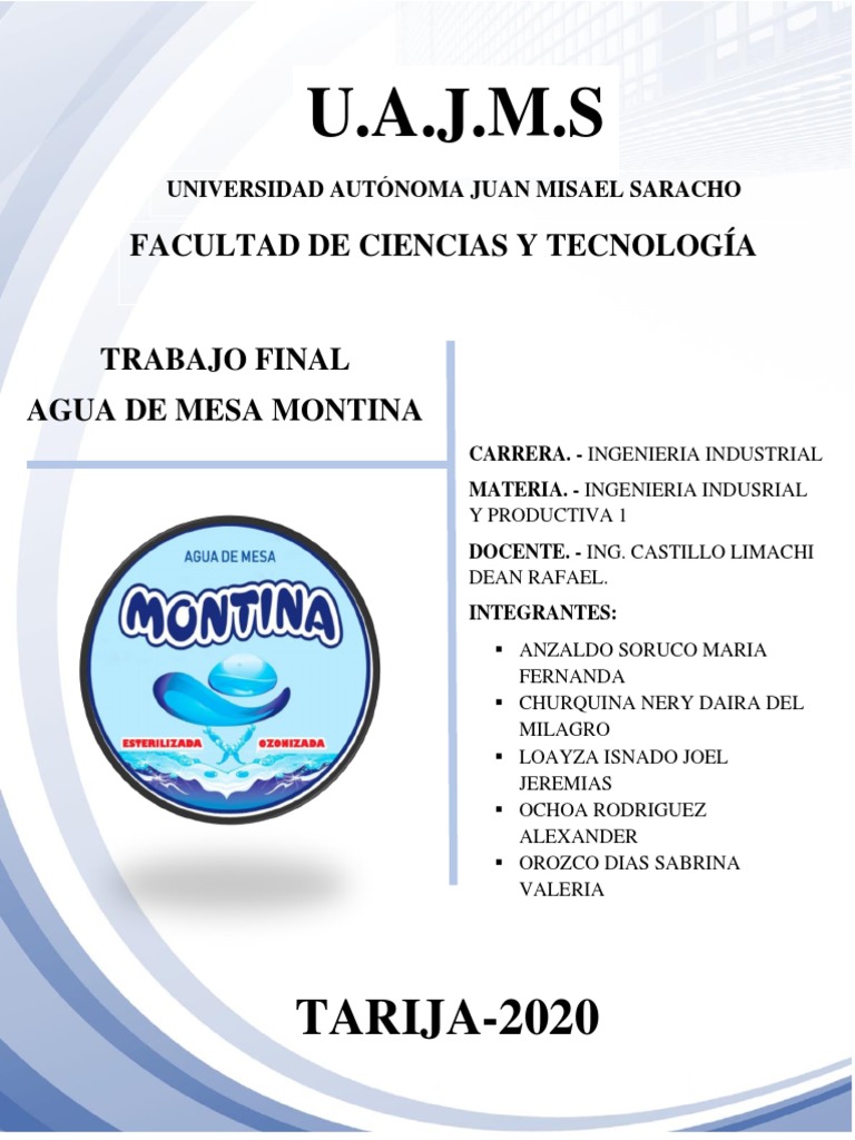 Guía Trab Final - Product 1 | PDF | Calidad (comercial) | Agua