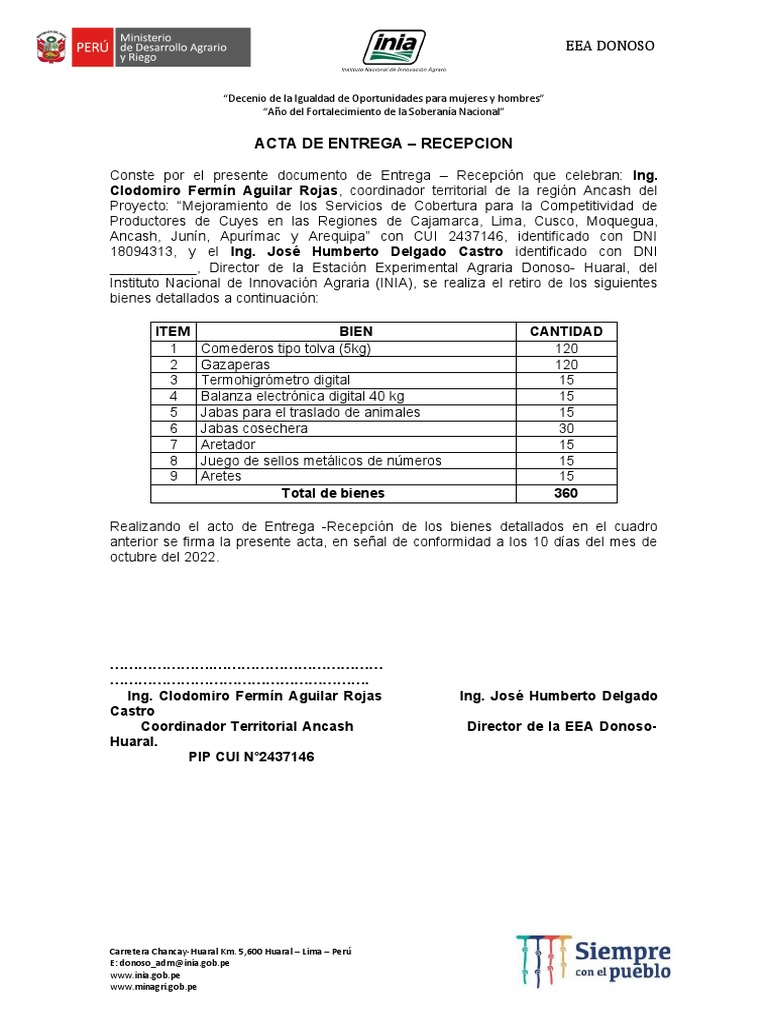 Acta de Entrega-Recepcion | PDF