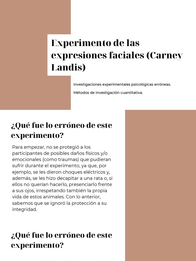 Experimento de Las Expresiones Faciales (Caney Landis) | PDF