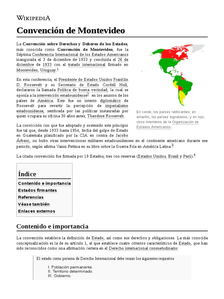 Convención de Montevideo | PDF | Relaciones Internacionales | Gobierno