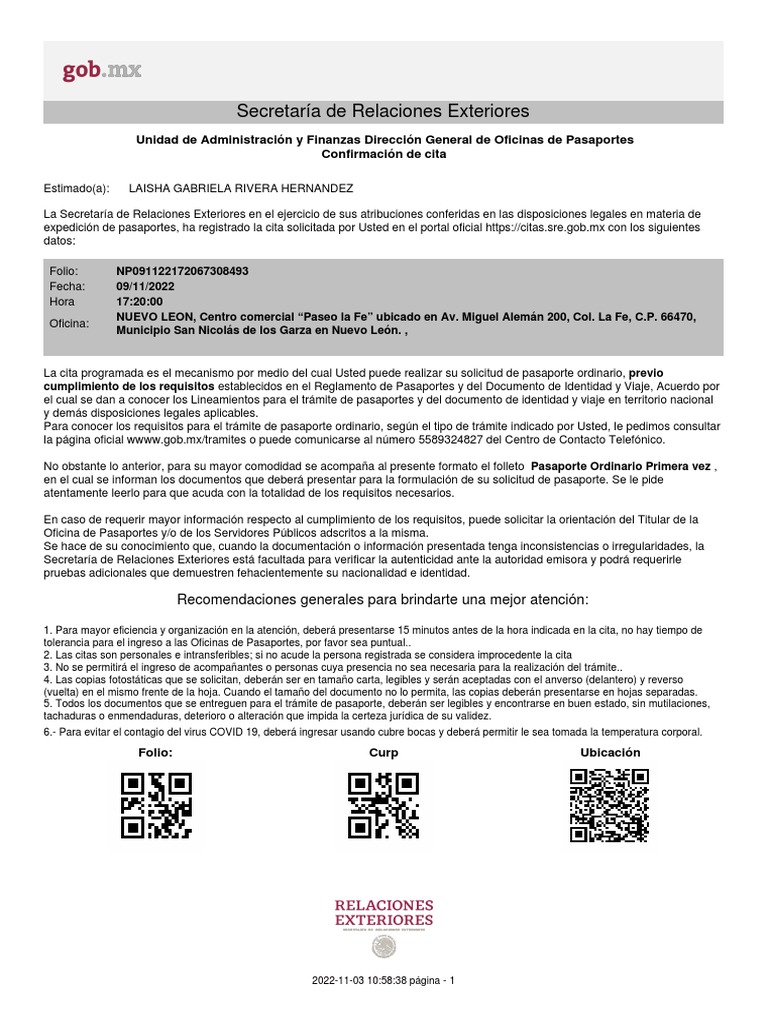 Cita | PDF | Pasaporte