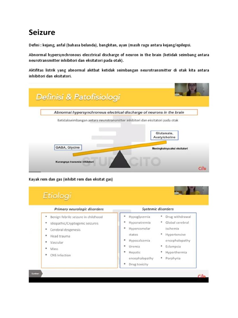 Seizure, Epilepsi, Dan Status Epileptikus | PDF