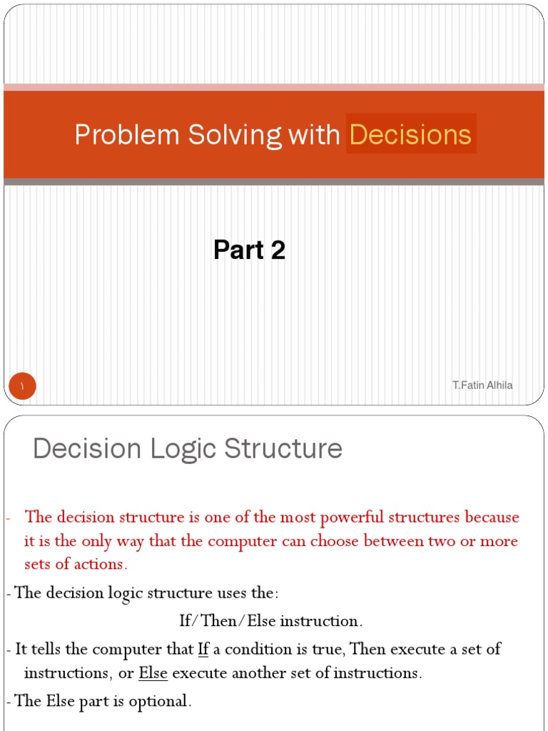 Problem Solving with Decisions: Logic Structures and Flowcharts | PDF ...