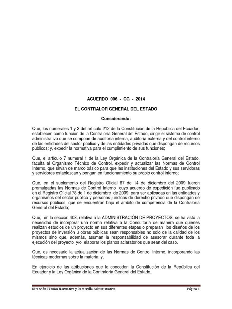 Acuerdo 006 - CG - 2014 Reforma NCI Se Incluye NORMA TECNICA PARA CONSULTORIA | PDF | Business ...