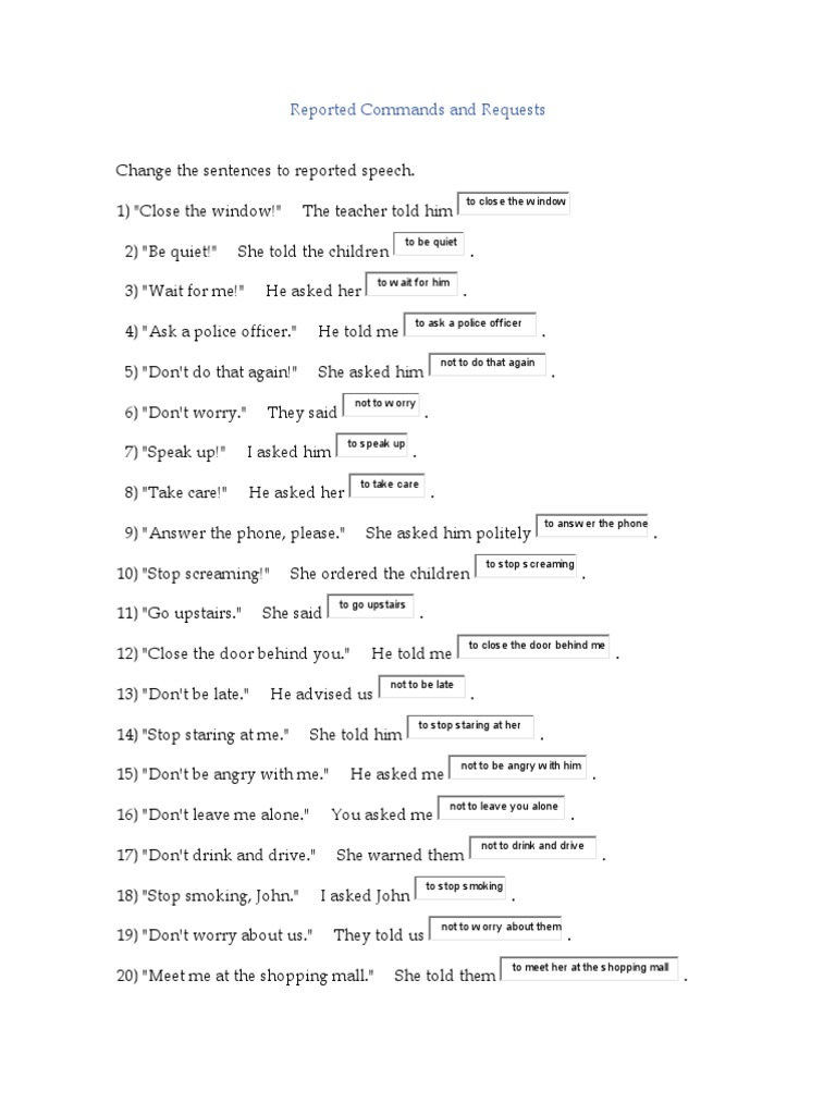 Reported Commands, Requests, and Questions | PDF