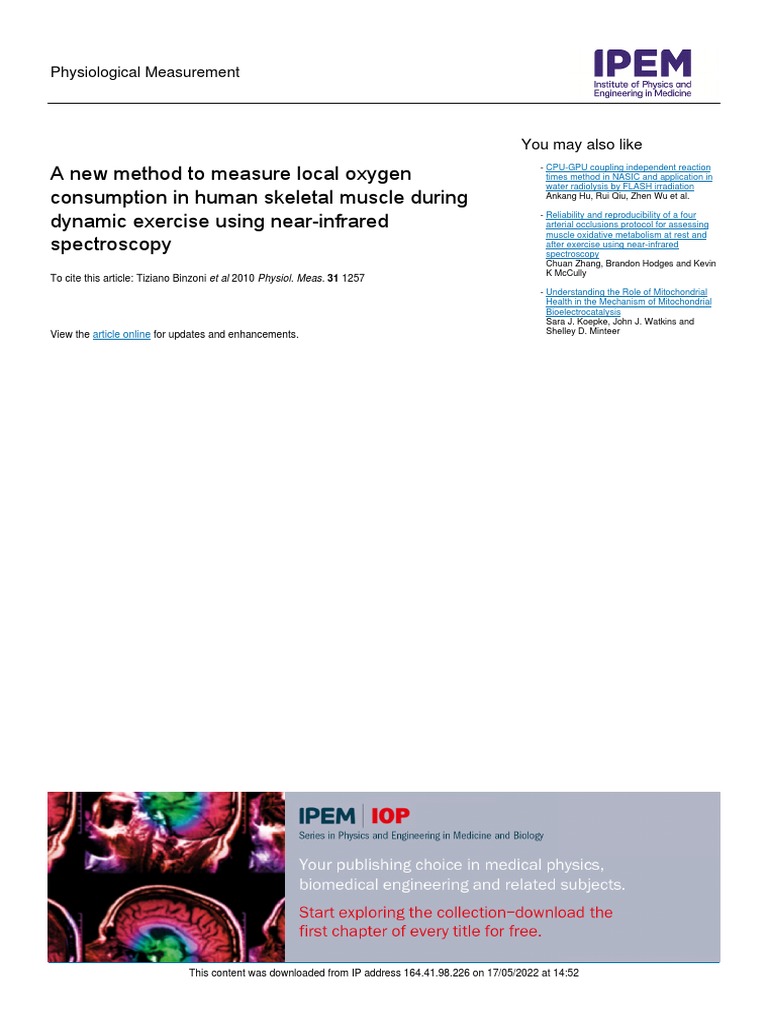 A New Method To Measure Local Oxygen Consumption in Human Skeletal ...