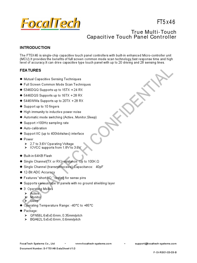 FocalTech FT5x46 | PDF | Microcontroller | Touchscreen
