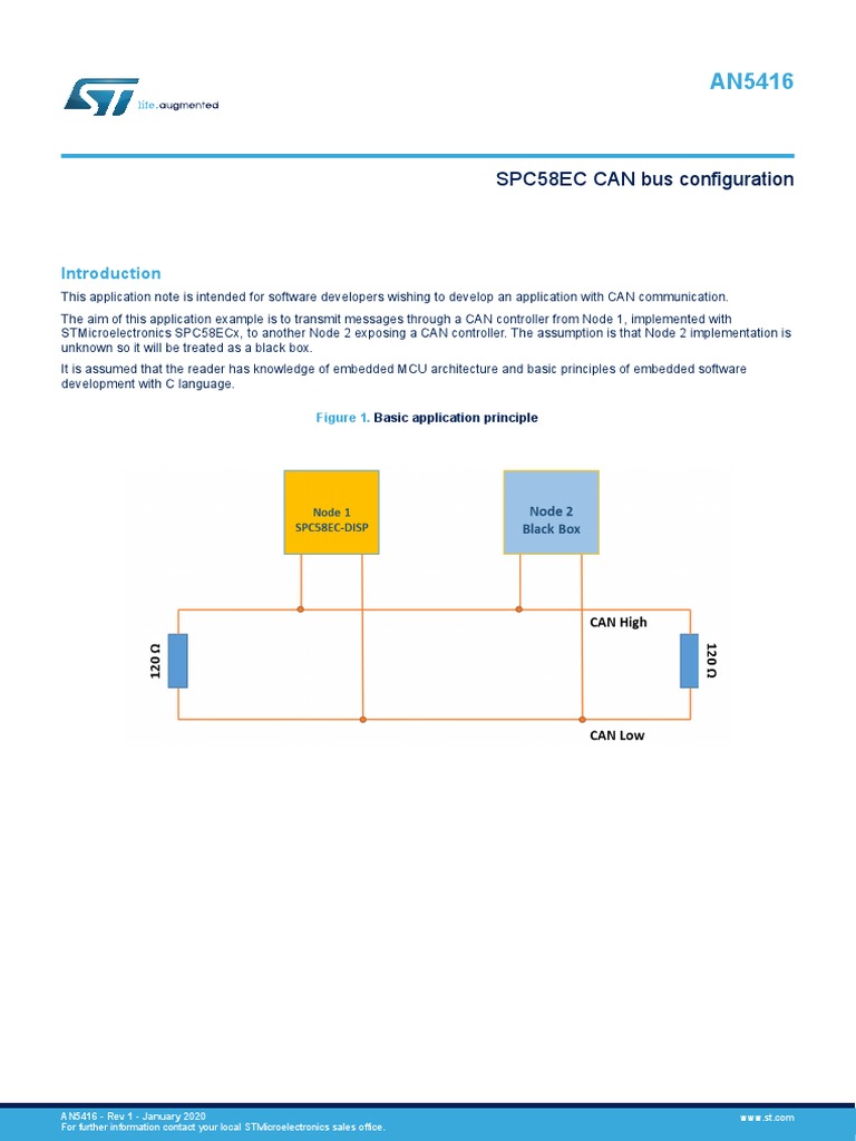 An5416 Spc58ec Can Bus Configuration Stmicroelectronics | PDF | Microcontroller | Information Age