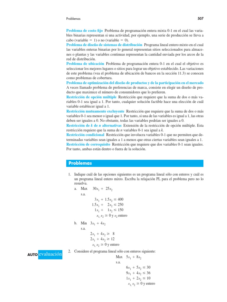 Ejercicios - Programacion Entera y Binaria - AW-Pag 537-548 | PDF | Programación lineal