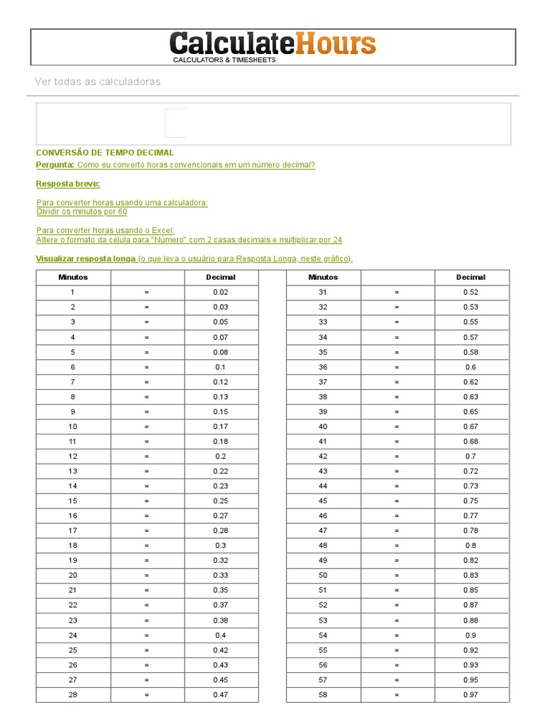 Conversão de Tempo Decimal | PDF | Notação