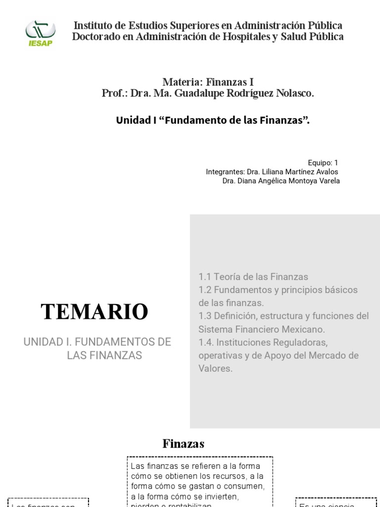 Unidad I. Fundamentos de Las Finanzas | PDF | Bolsa | Bancos