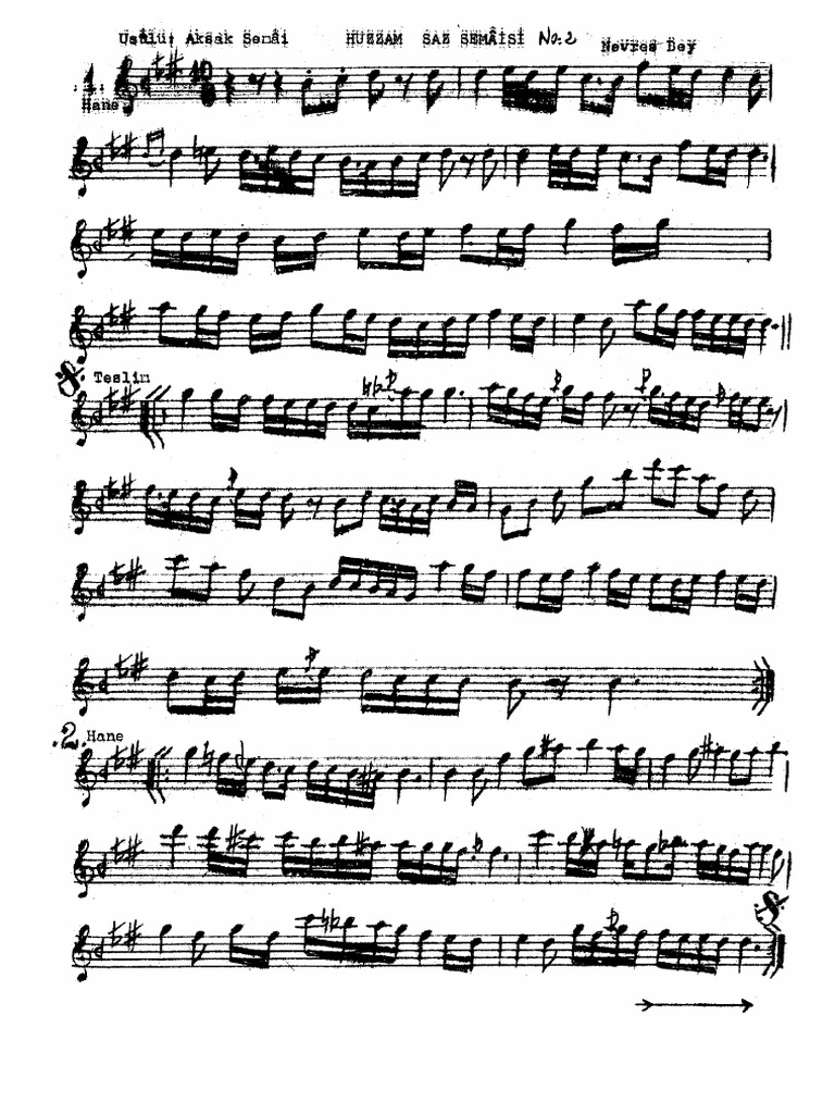 Saz Semaisi - Nevres Bey (Udi) - Hüzzam - V6 | PDF