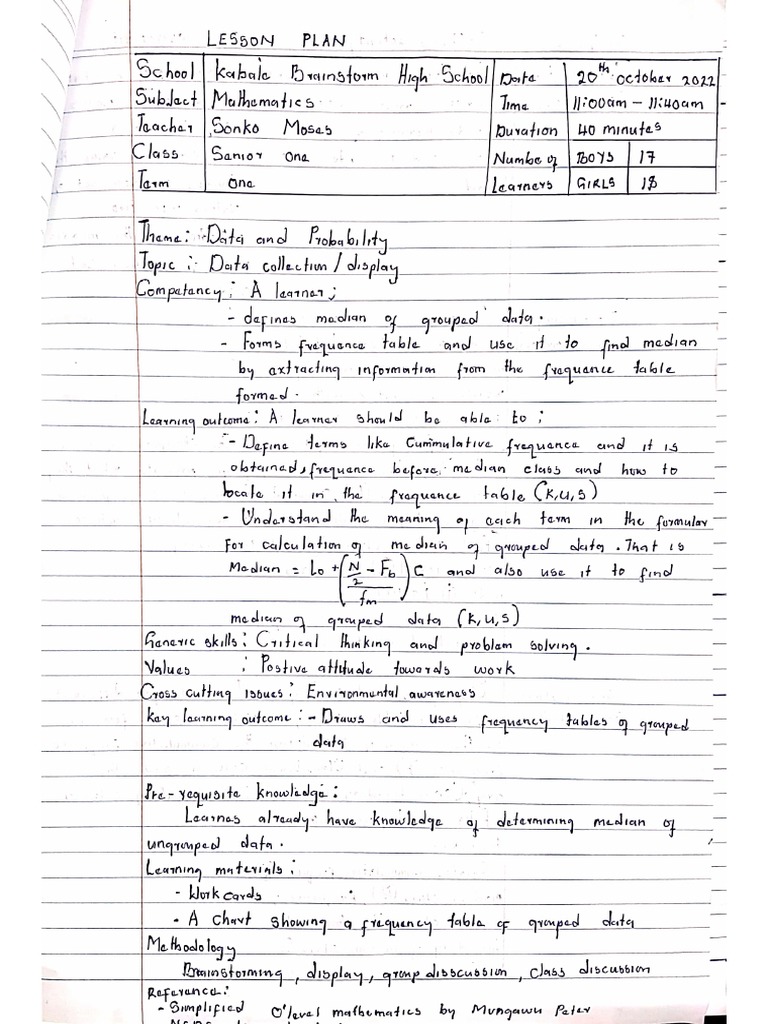 Lesson Plan and Notes | PDF