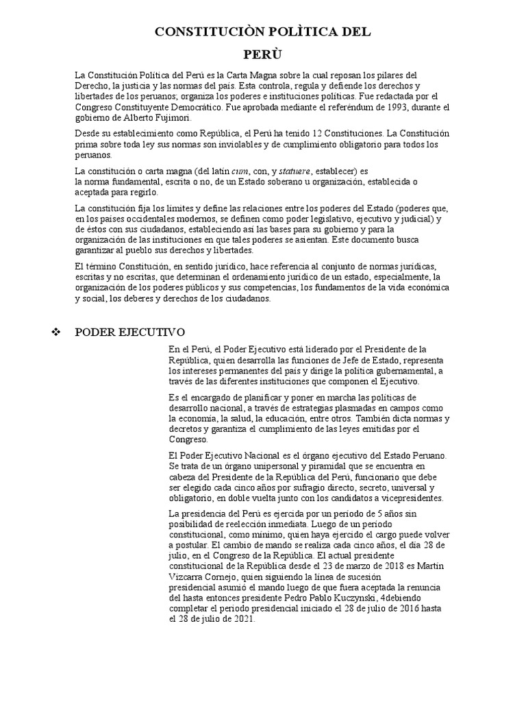 Constituciòn Polìtica Del Perú | PDF | Ministerio (Departamento de ...