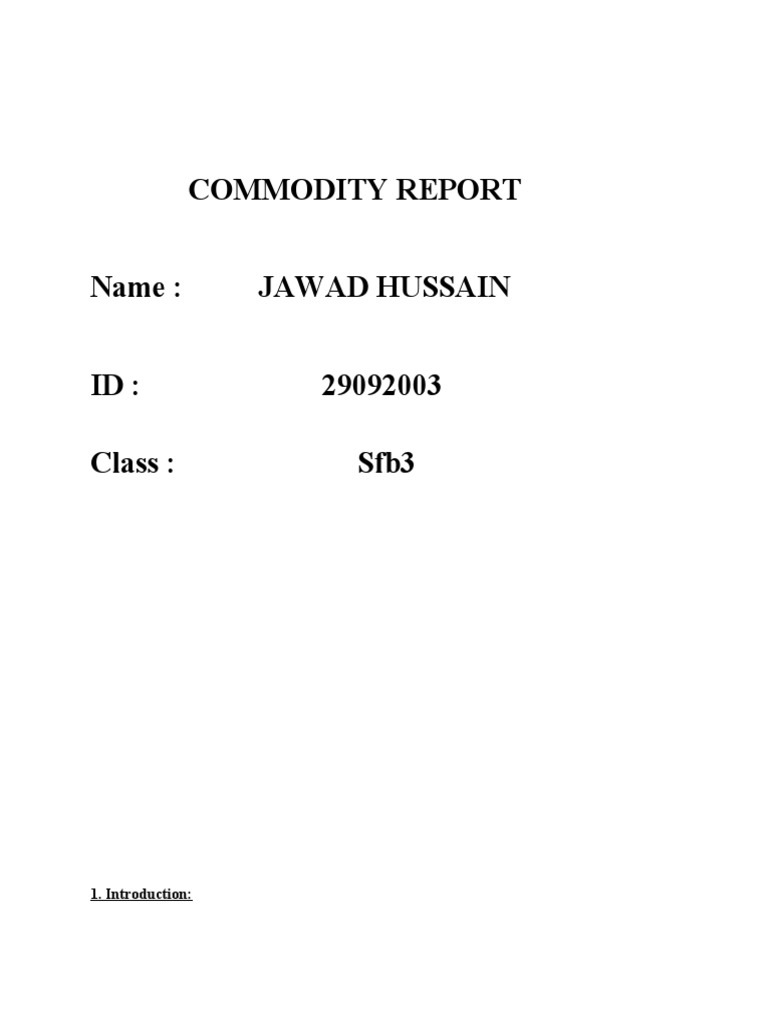 Commodity Report | PDF | Cotton | Agriculture